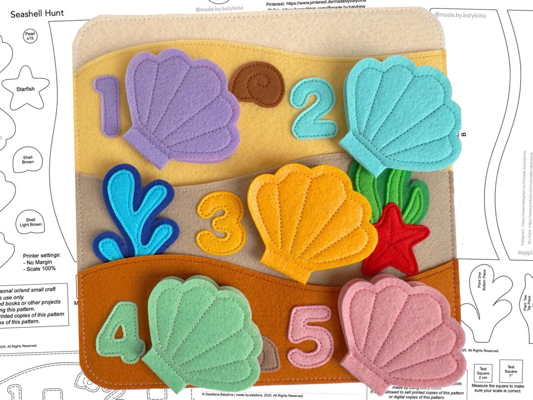 PDF, FCM, SVG "seashell Hunt" Quiet Book Page Pattern + Sewing ...