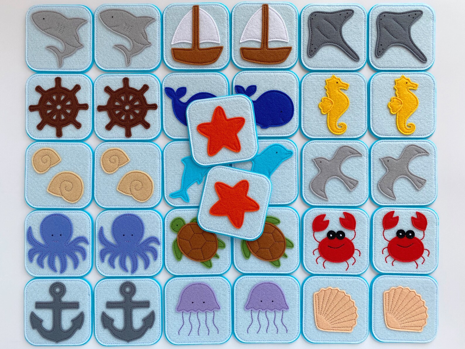 Sea Life Memory Game 16 Pairs Felt Cards - Etsy