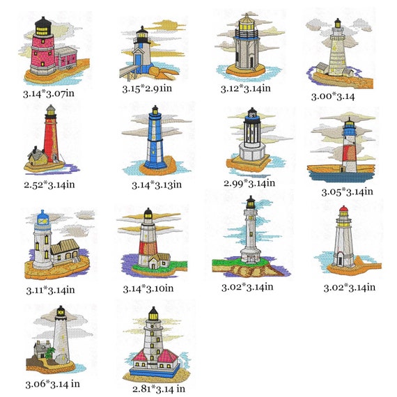 Lighthouses Machine Embroidery Designs Pack Instant Download 5x5 6x6 ...