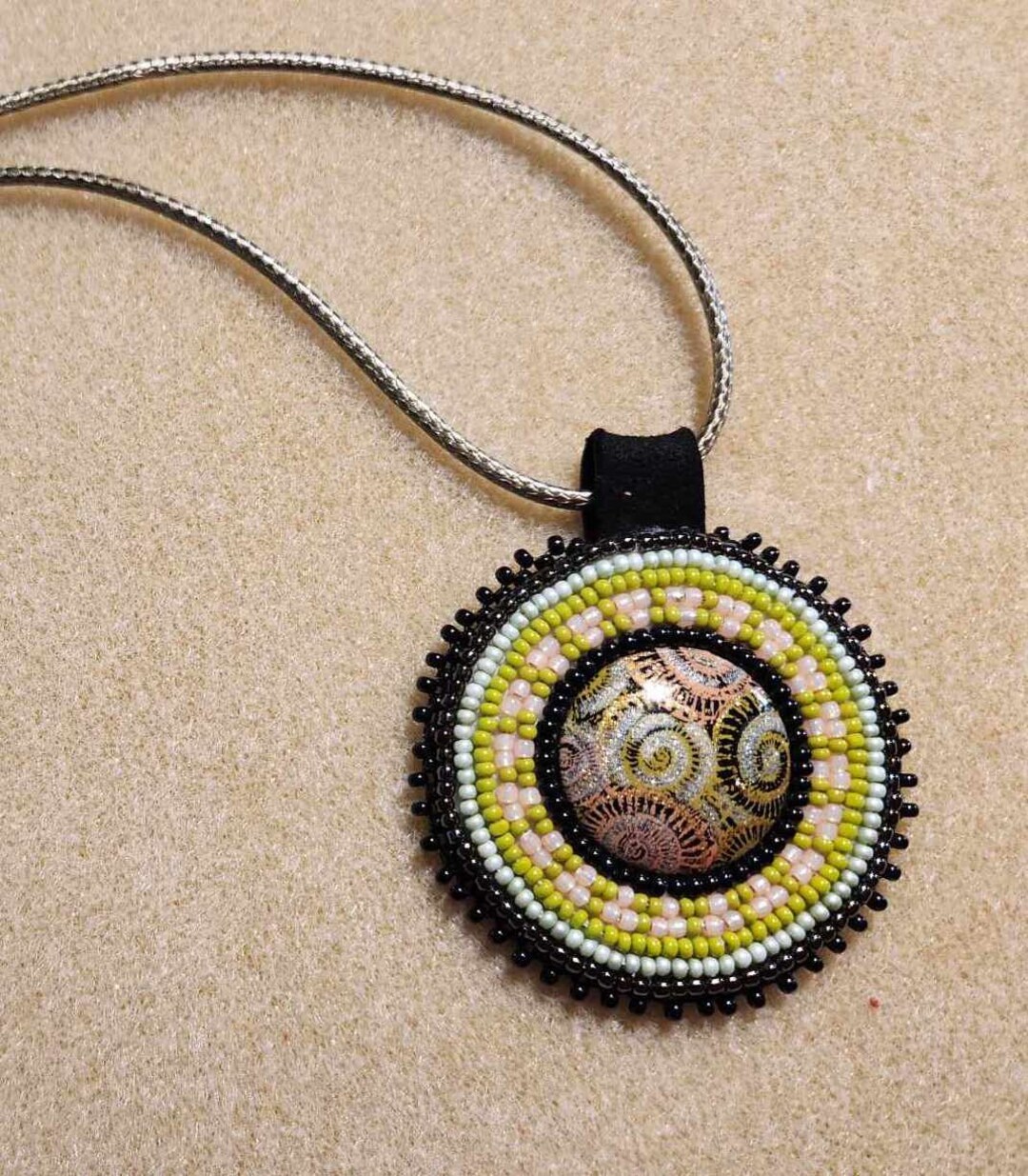 Green Beaded Medallion - Etsy
