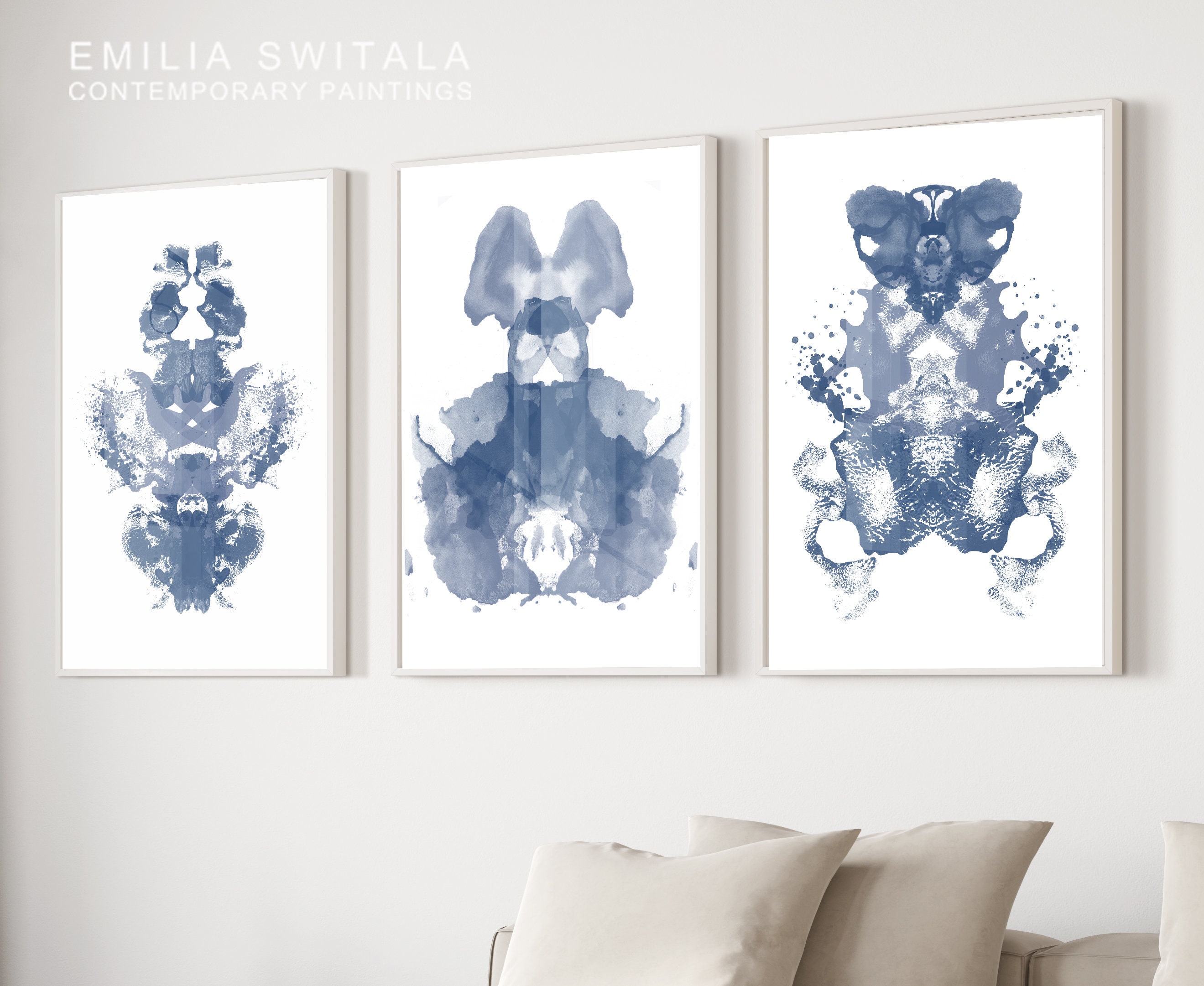 Rorschach Test Blue 3 Art Prints Psycholgy Art Inkblot Abstract ...