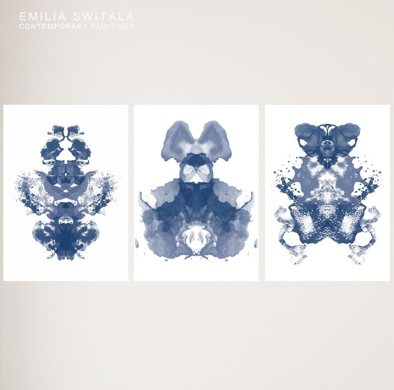 Rorschach Test Blue 3 Art Prints Psycholgy Art Inkblot Abstract ...