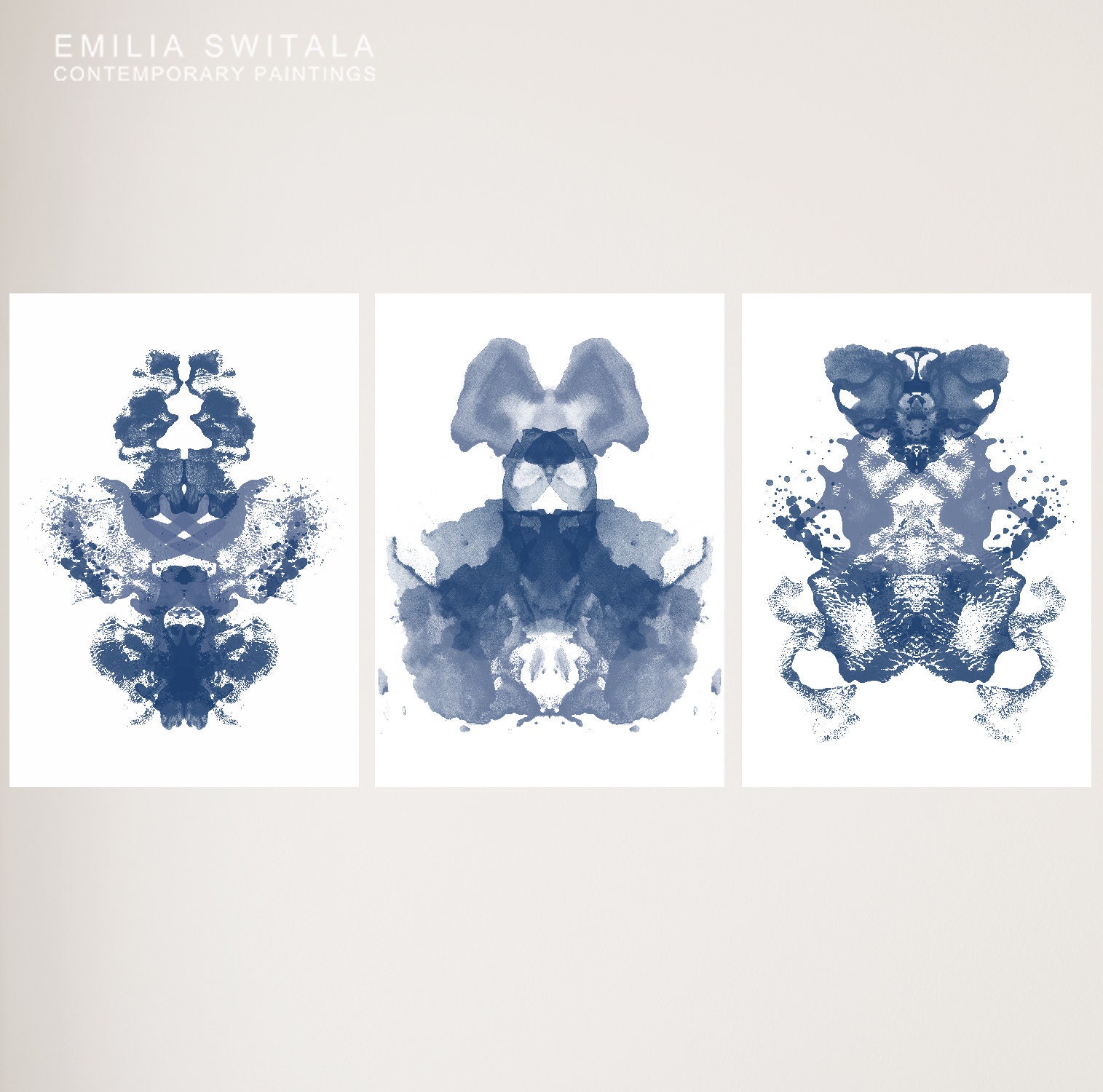 Rorschach Test Blue 3 Art Prints Psycholgy Art Inkblot Abstract ...