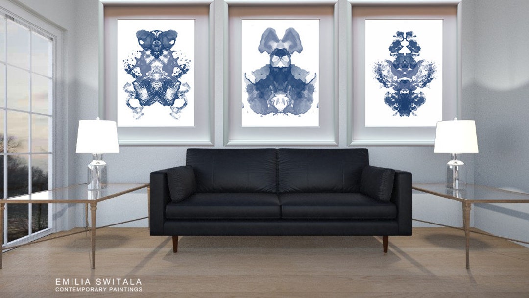 Rorschach Test Blue 3 Art Prints Psycholgy Art Inkblot - Etsy
