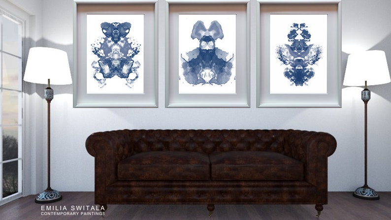 Rorschach Test Blue 3 Art Prints Psycholgy Art Inkblot - Etsy
