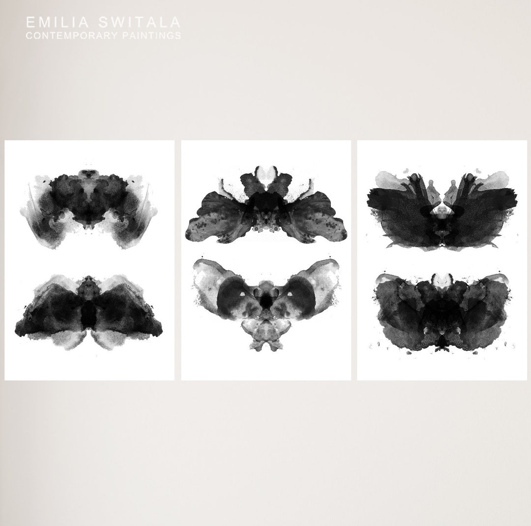 Rorschach Test Art Prints, Inkblot Prints, Psychology Art, Set of 3 ...