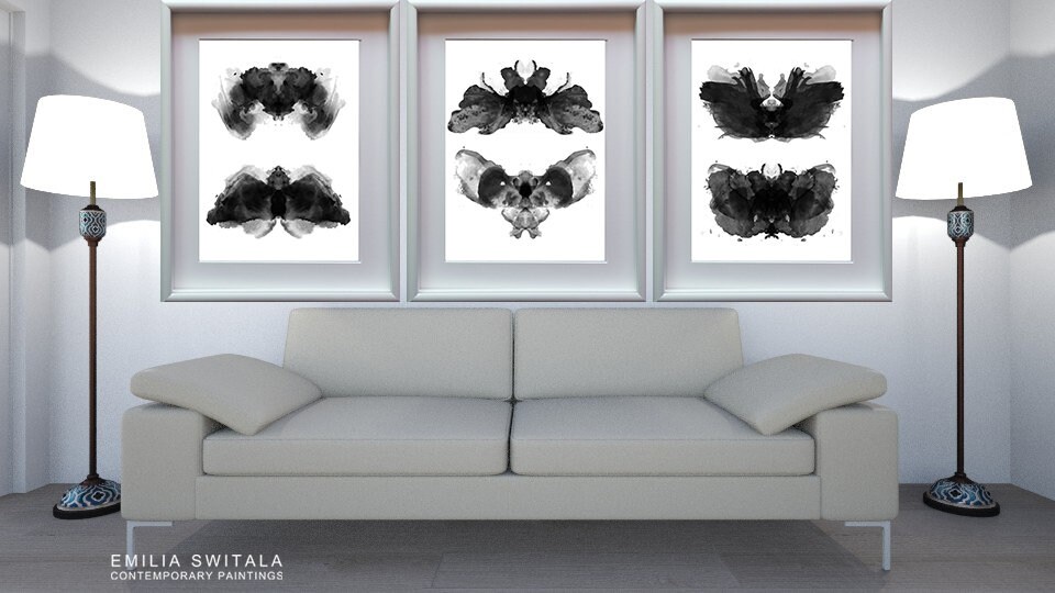 Rorschach Test Art Prints, Inkblot Prints, Psychology Art, Set of 3 ...