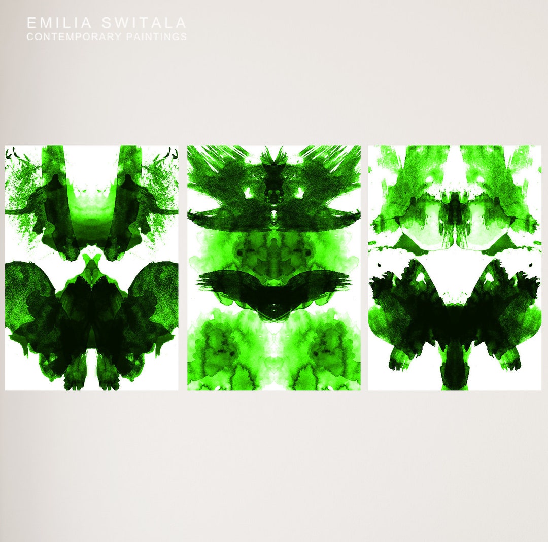 Green Rorschach Test 3 Art Prints, Pareidolia Art, Rorschach Painting ...