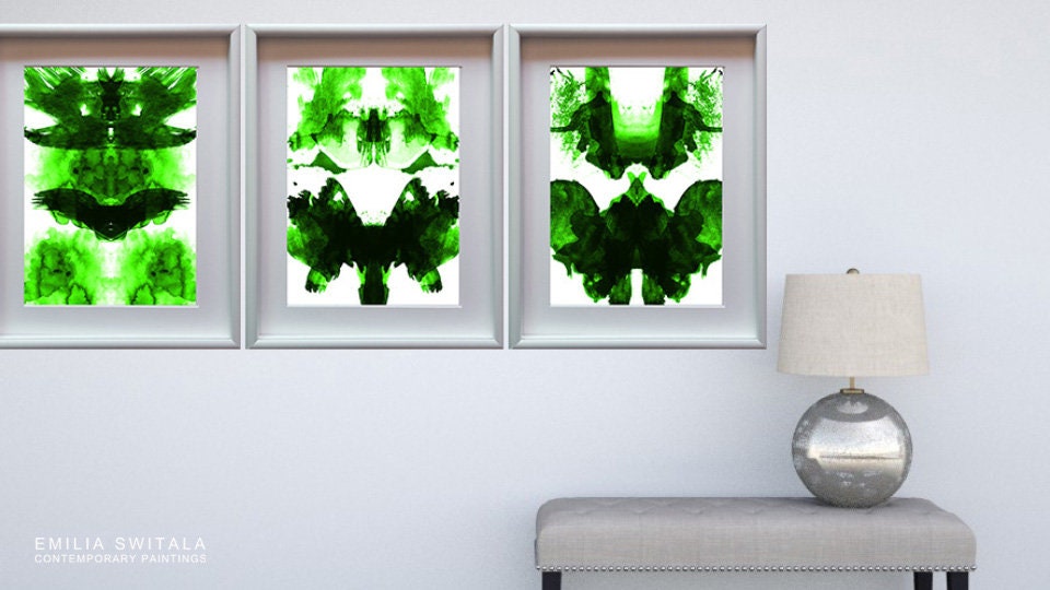 Green Rorschach Test 3 Art Prints, Pareidolia Art, Rorschach Painting ...