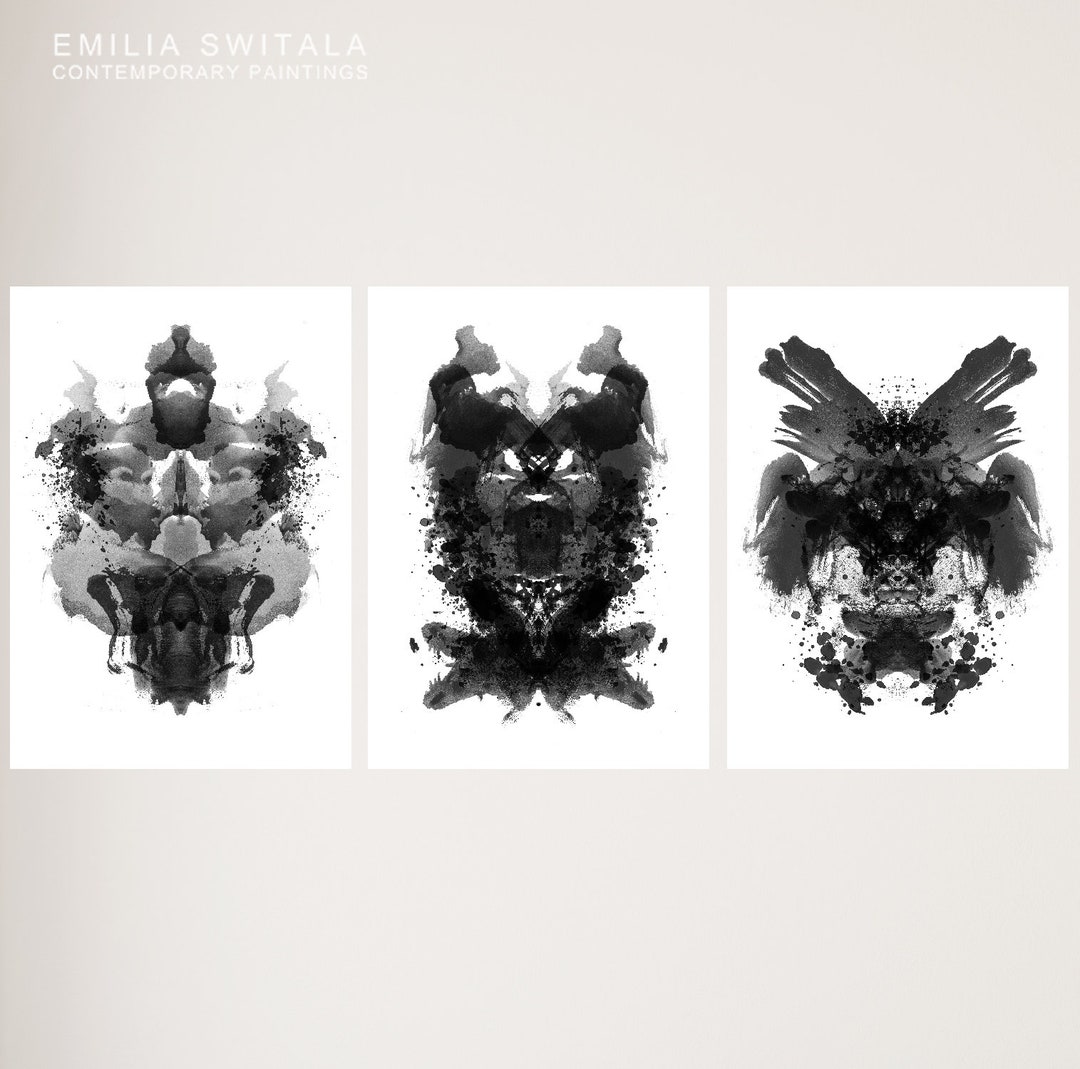 Rorschach Test Tiger Wolf Monkey 3 Giclee Art Prints Watercolor Black ...