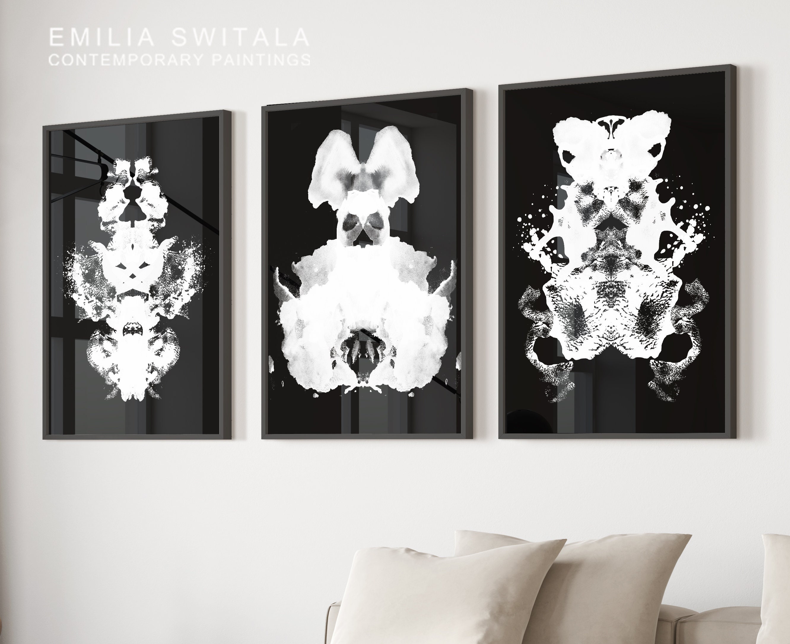 Rorschach Test Art Black and White Therapy Office Decor Psychology Art ...