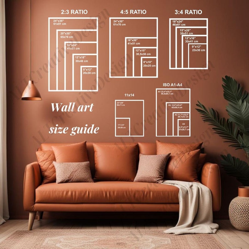 Wall Art Size Guide | CANVA Editable | Photo Frame Sizes | Print Size ...