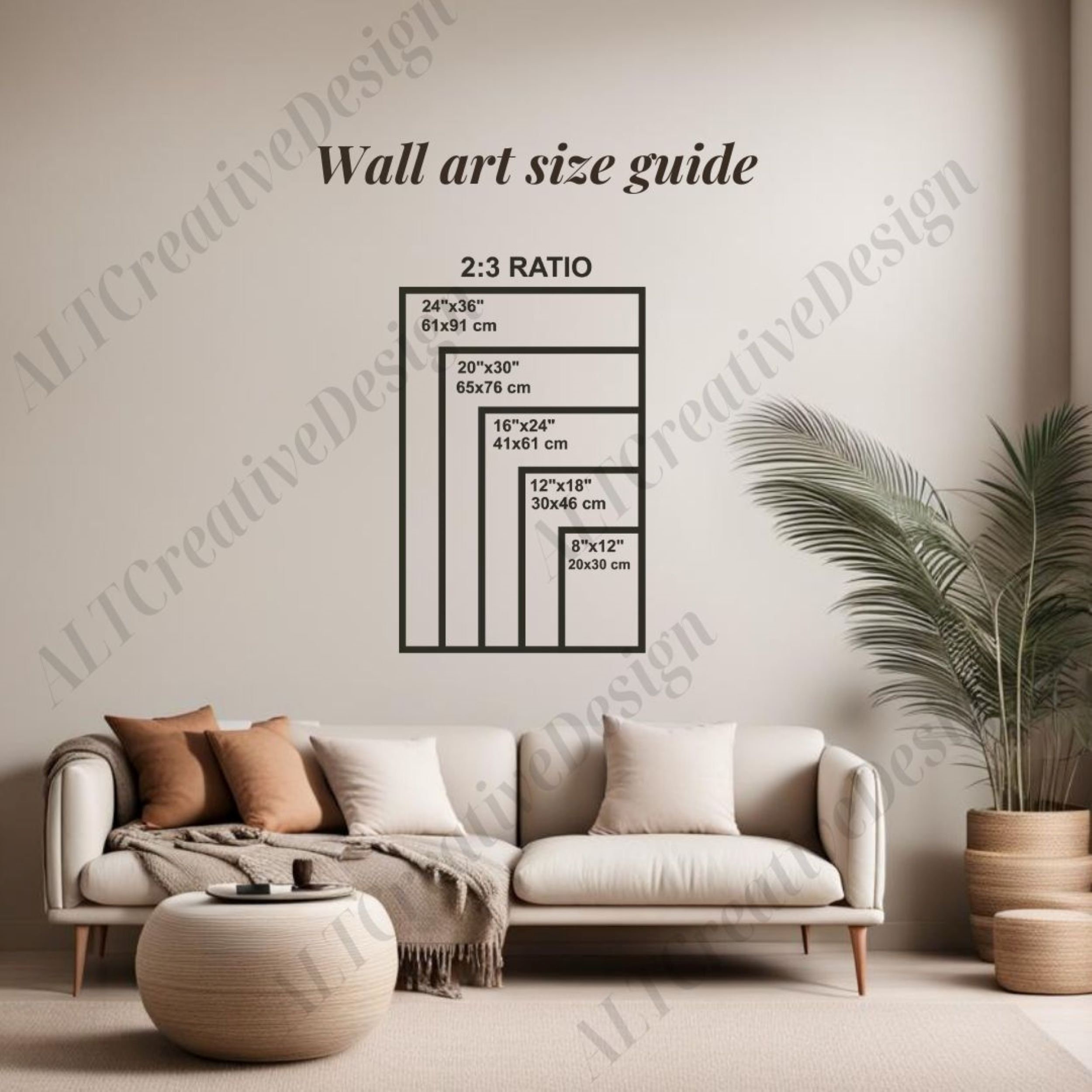 Wall Art Size Guide | CANVA Editable | Photo Frame Sizes | Print Size ...
