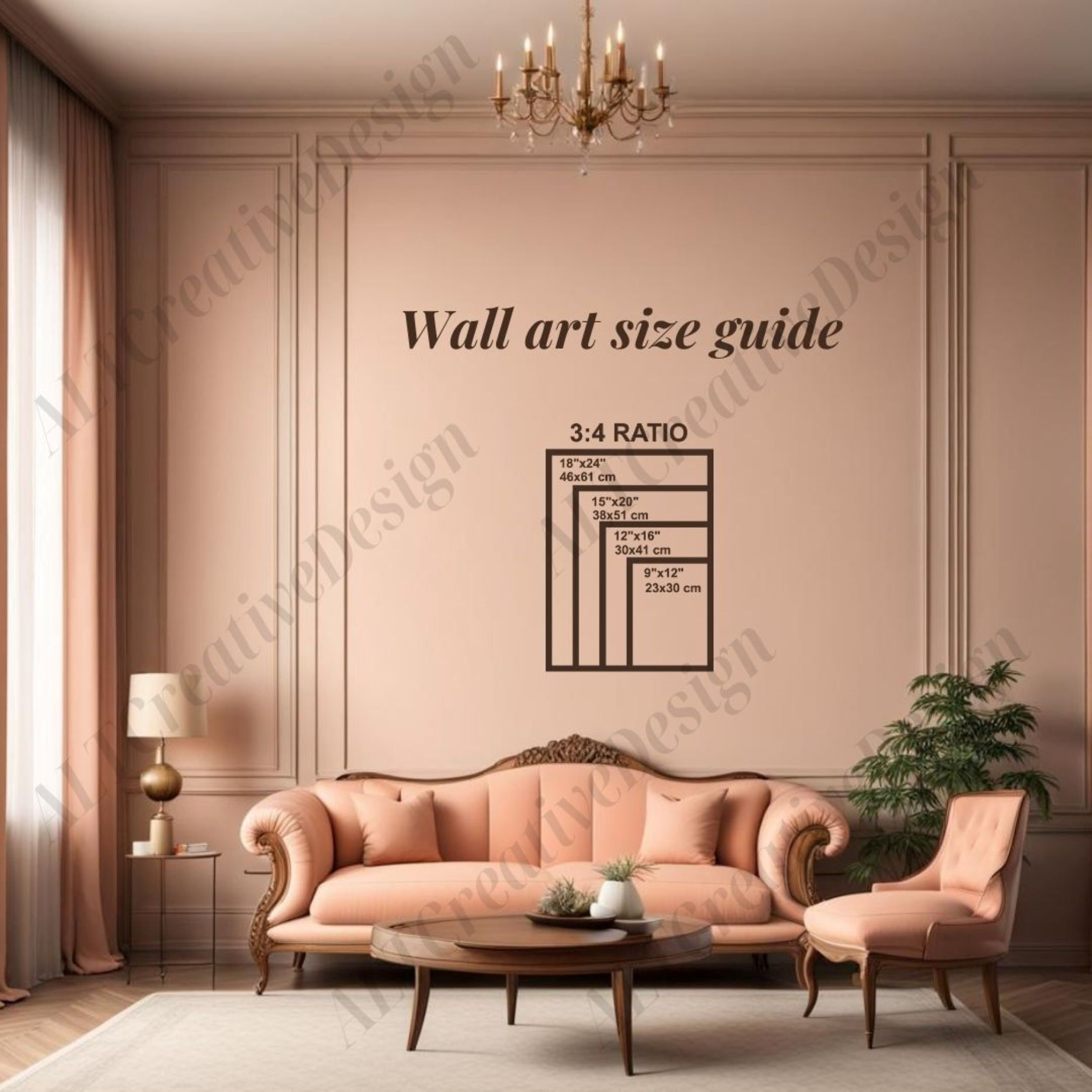 Wall Art Size Guide Canva Template Editable Photo Frame Sizes Print ...