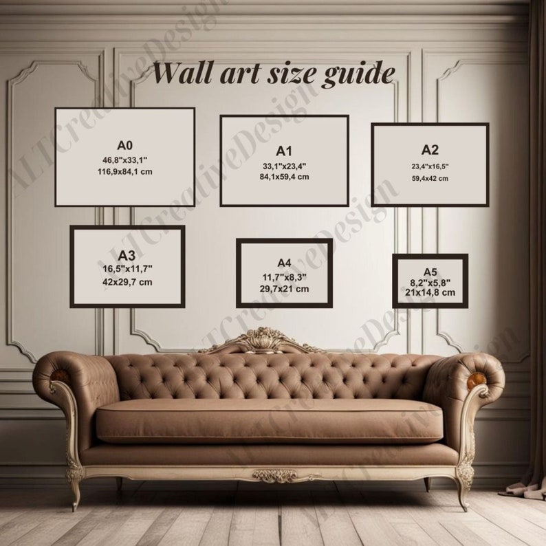 Wall Art Size Guide A0-A5 CANVA Editable Photo Frame Sizes Print Size ...