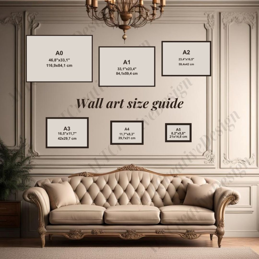 Wall Art Size Guide A0-A5 CANVA Editable Photo Frame Sizes Print Size ...