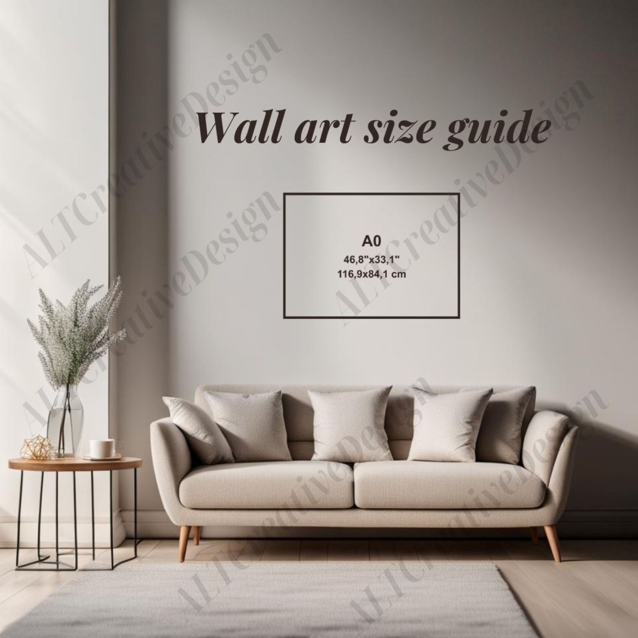 Wall Art Size Guide A0-A5 CANVA Editable Photo Frame Sizes Print Size ...