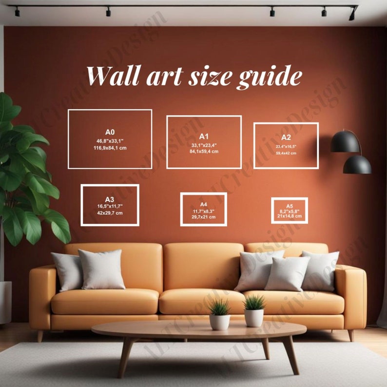 Wall Art Size Guide A0-A5 CANVA Editable Photo Frame Sizes Print Size ...