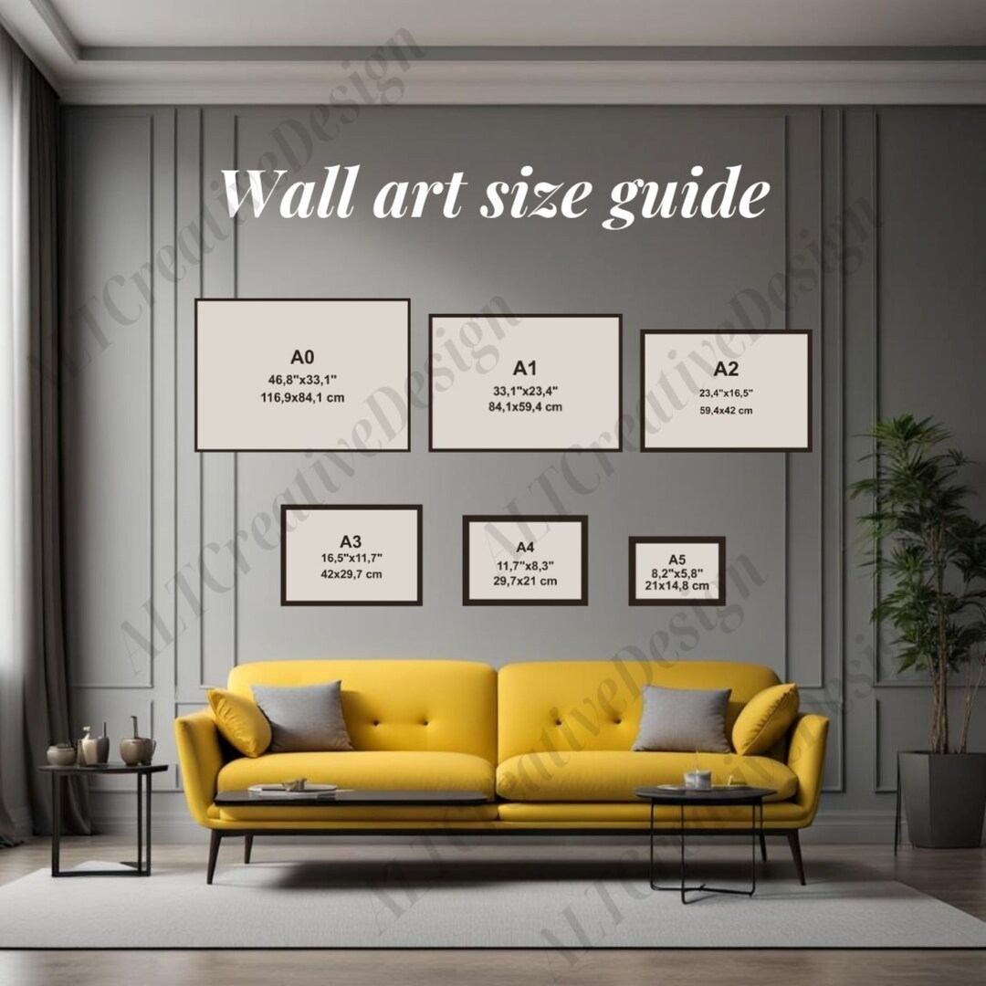 Wall Art Size Guide A0-A5 CANVA Editable Photo Frame Sizes Print Size ...