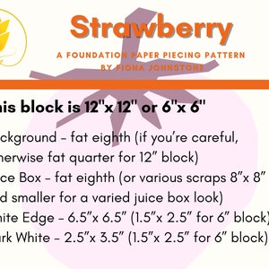 Strawberry Foundation Paper Piecing PDF Pattern, Strawberry FPP Pattern, Fruit Quilt Pattern for ...