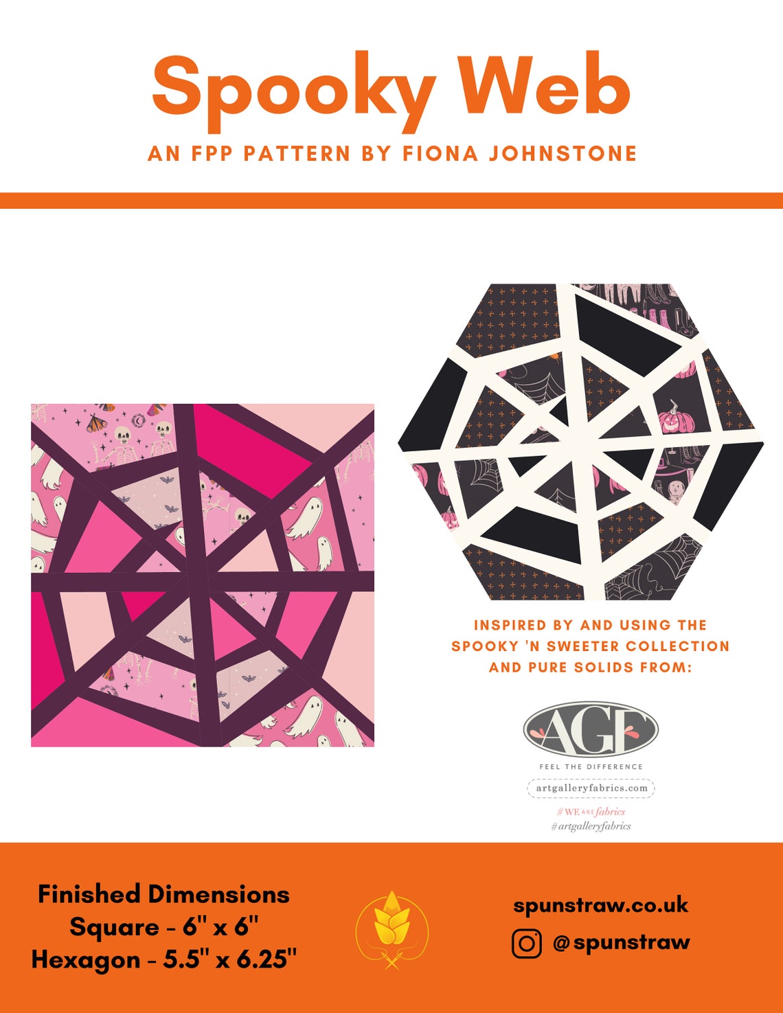 Spooky Web Foundation Paper Piecing Pattern PDF, Spooky and Sweeter Web ...