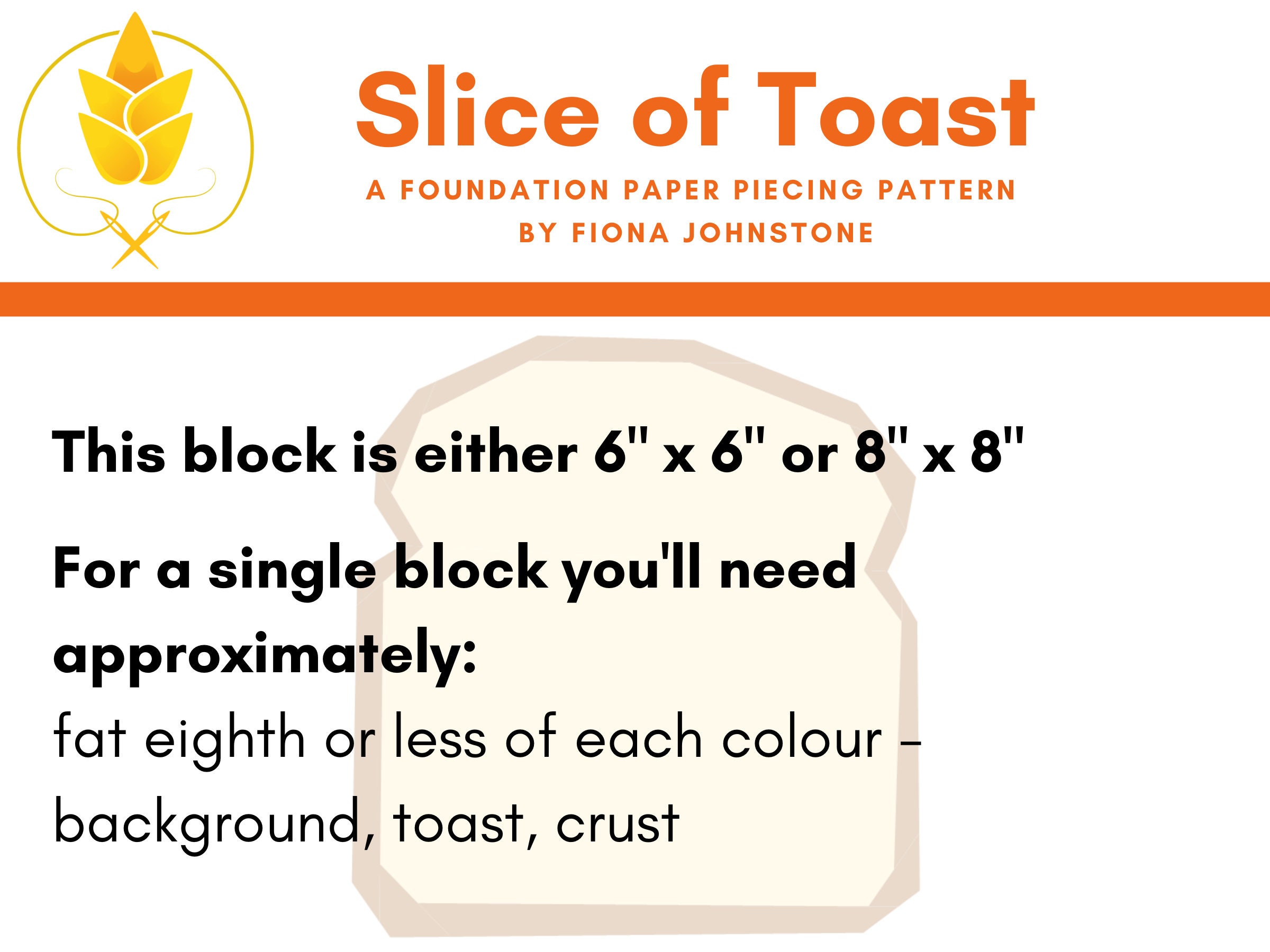 Slice of Toast Foundation Paper Piecing Pattern PDF Bread FPP - Etsy