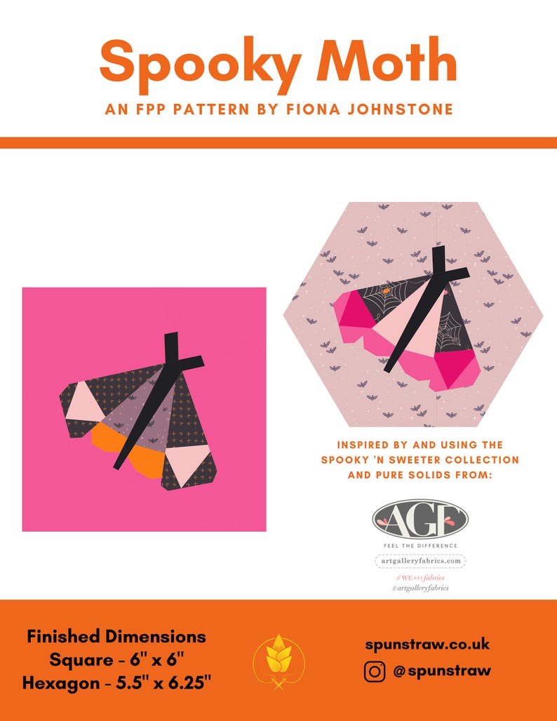 Spooky Moth Foundation Paper Piecing Pattern PDF, Spooky and Sweeter ...