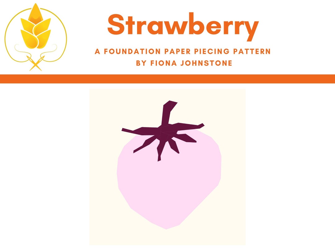 Strawberry Foundation Paper Piecing PDF Pattern, Strawberry FPP Pattern, Fruit Quilt Pattern for ...