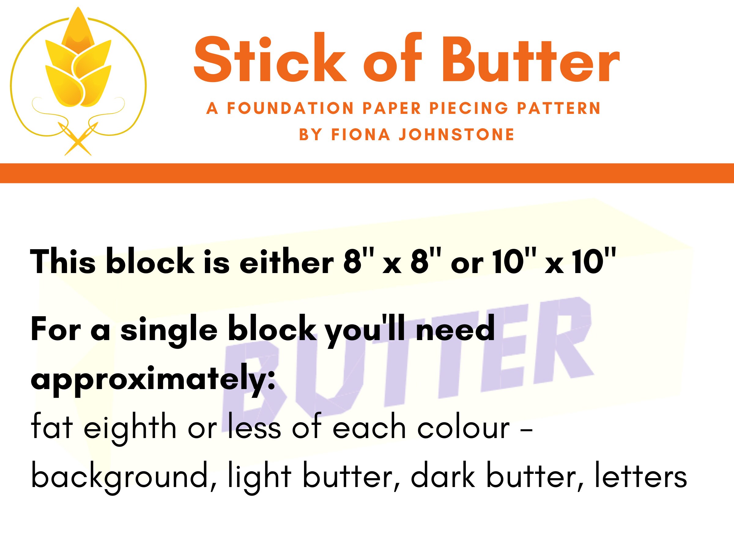 Stick of Butter Foundation Paper Piecing Pattern PDF, FPP Pattern ...