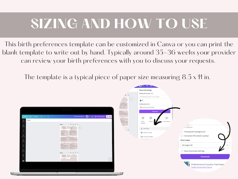 Birth Plan Template, Birth Plan Printable, Natural Birth Plan, Birth ...