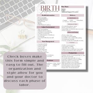 Birth Plan Template, Birth Plan Printable, Natural Birth Plan, Birth ...