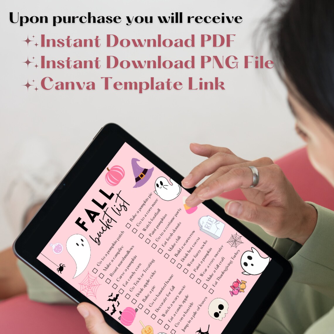 Fall Bucket List Pink Themed Pink Halloween Bucket List Printable for ...