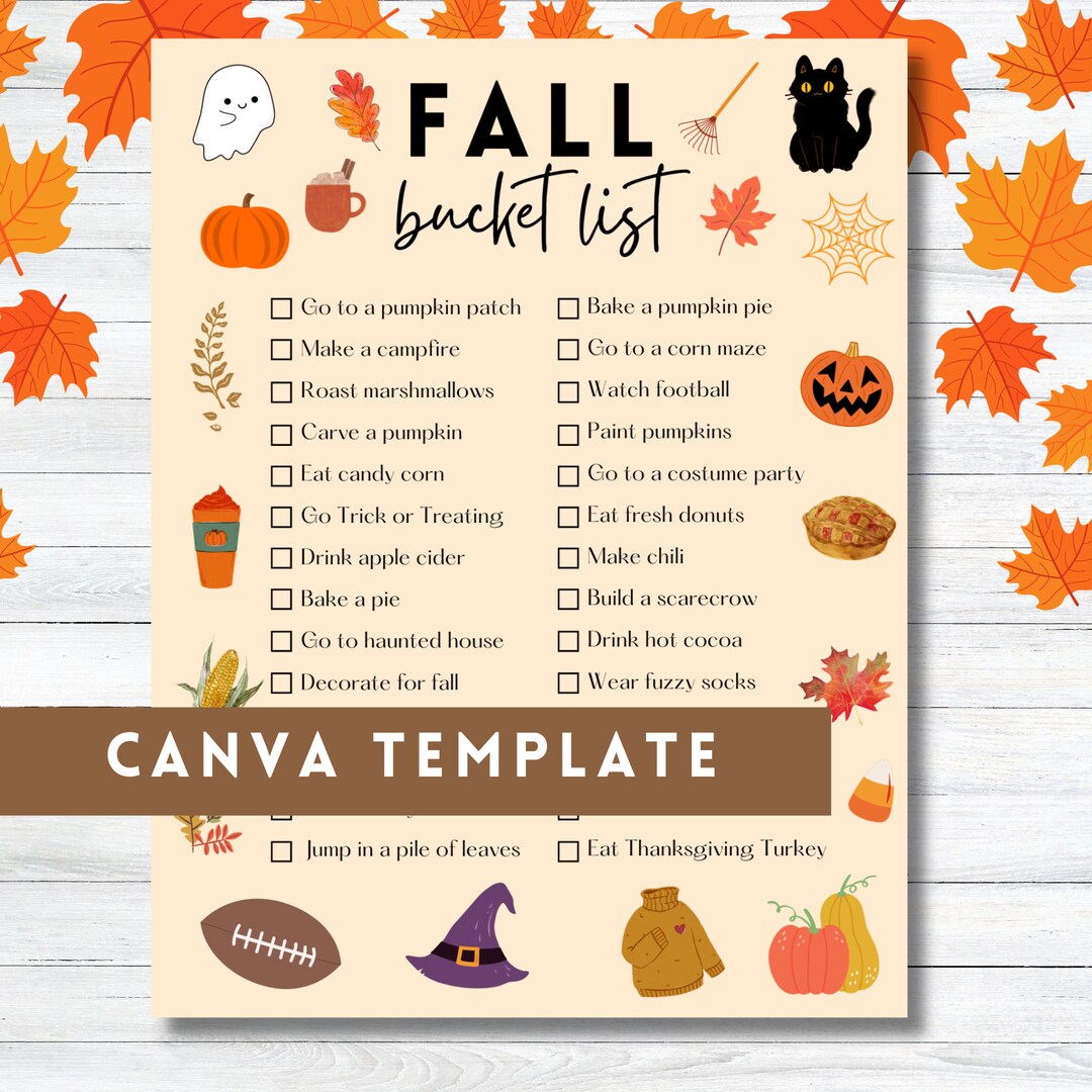 Fall Bucket List for Families Fall Bucket List Printable - Etsy