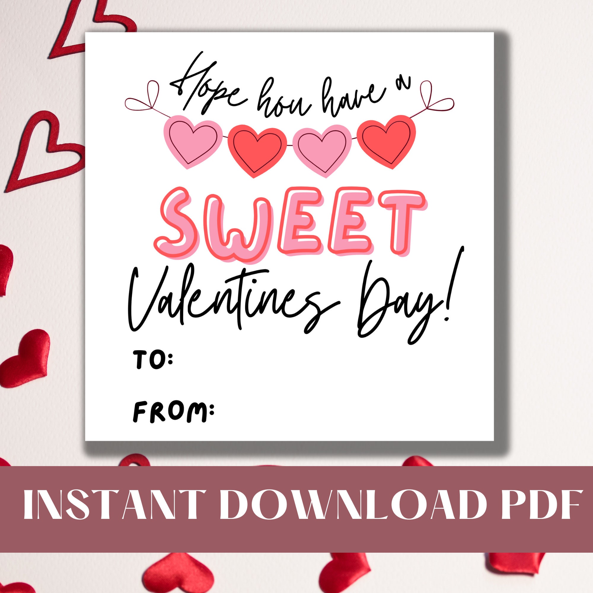 Valentines Day Printable Class Cards Kids Class Valentines Day Card ...