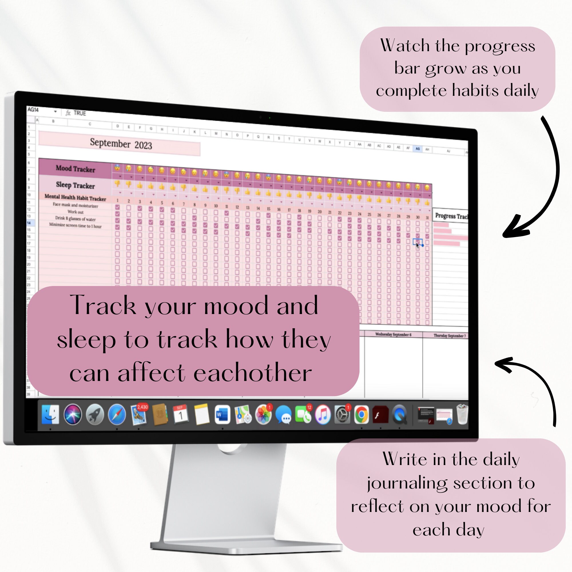 Mood Tracker Digital Google Sheets for Daily Habit Tracking Editable ...