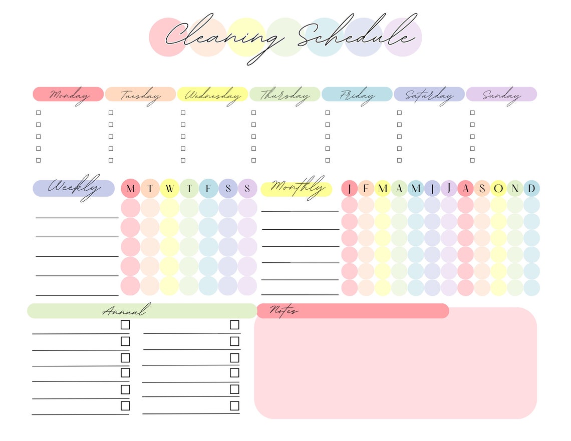 EDITABLE Rainbow Cleaning Checklist Custom Cleaning Calendar and ...