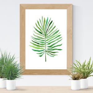 Palm Leaf Watercolor Poster, Watercolor Palm Print, Tropical Plant ...