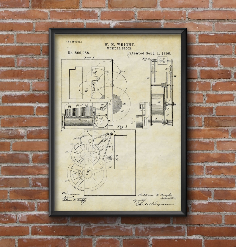 Patent Print Music Box Poster set of 3 Vintage music box | Etsy