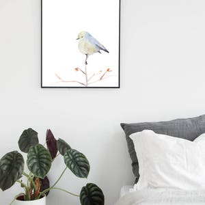 Blu Bird Watercolor Poster Watercolor Wall Art Positive Wall Decor ...