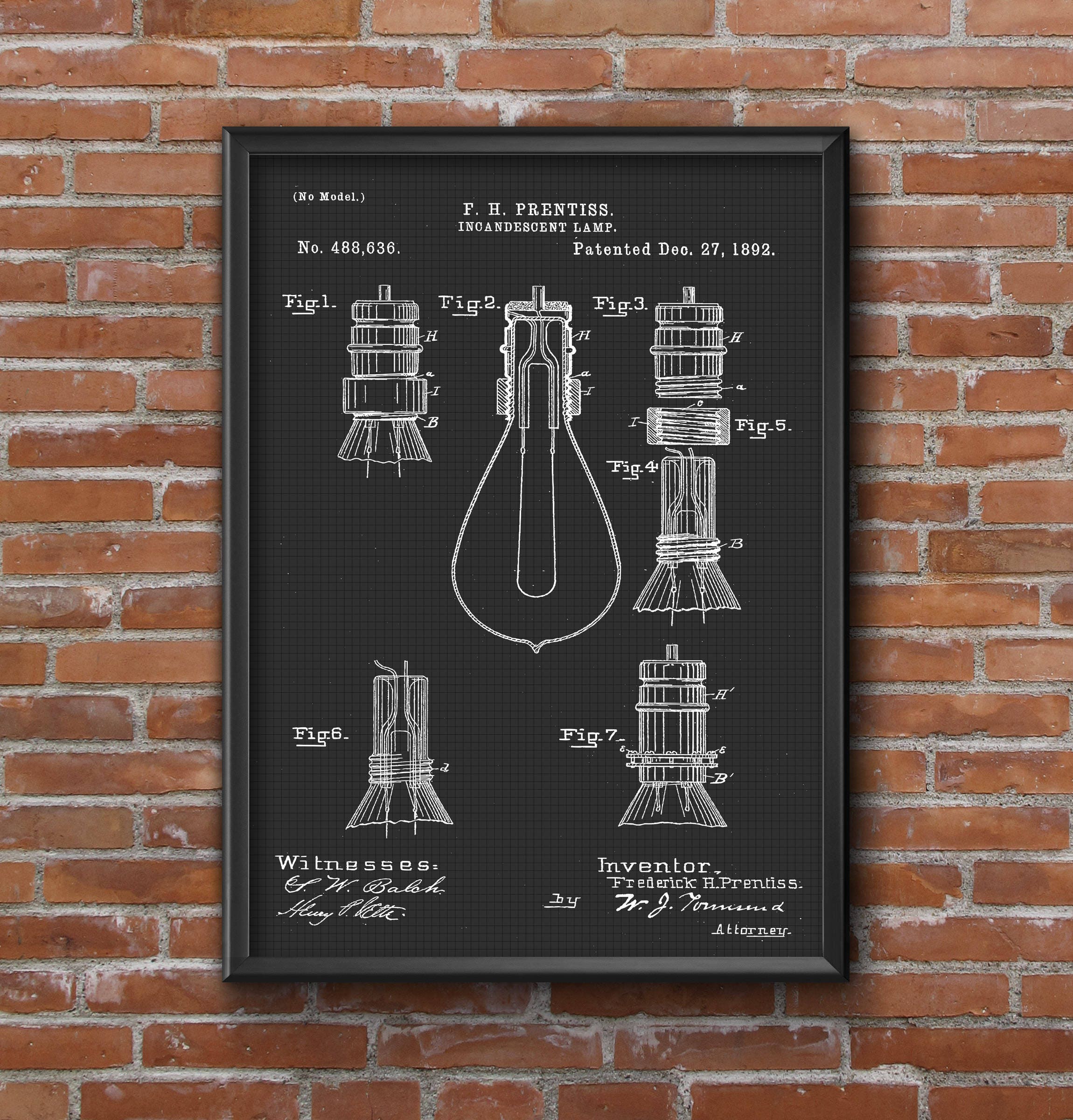 Incandescent Lamp Patent Art Patent Poster Lamp Patent - Etsy