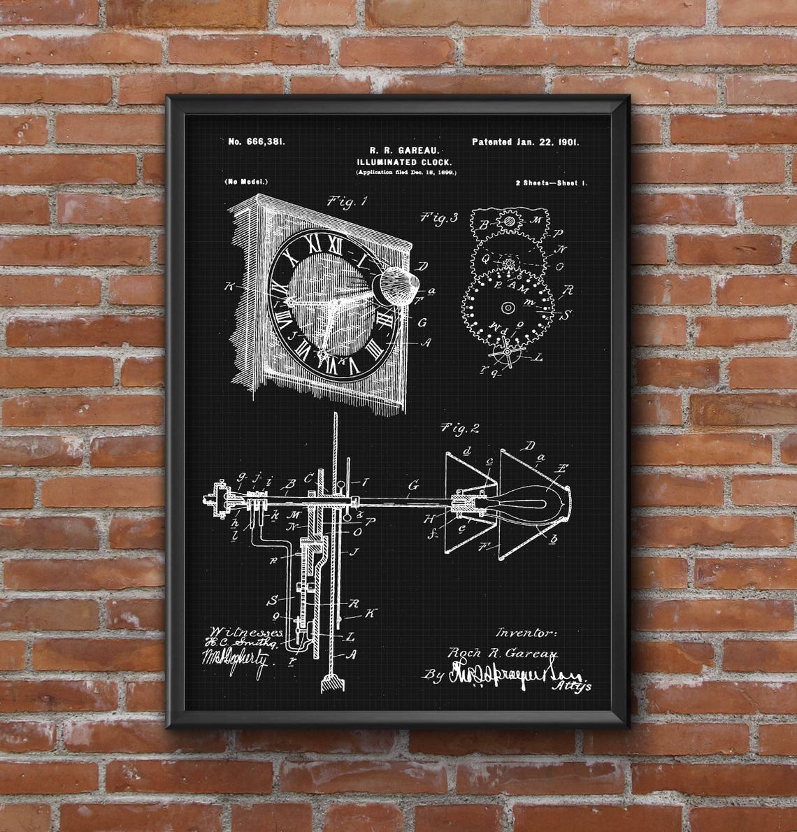 Illuminated Clock Patent Print Vintage Clock Patent Wall Art - Etsy