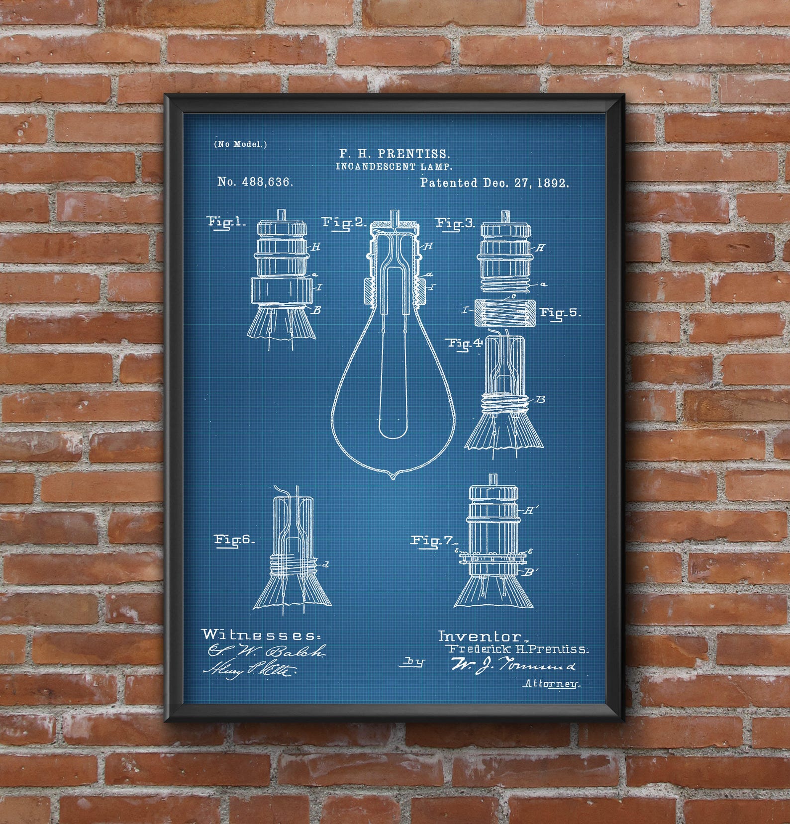 Incandescent Lamp Patent Art Patent Poster Lamp Patent | Etsy