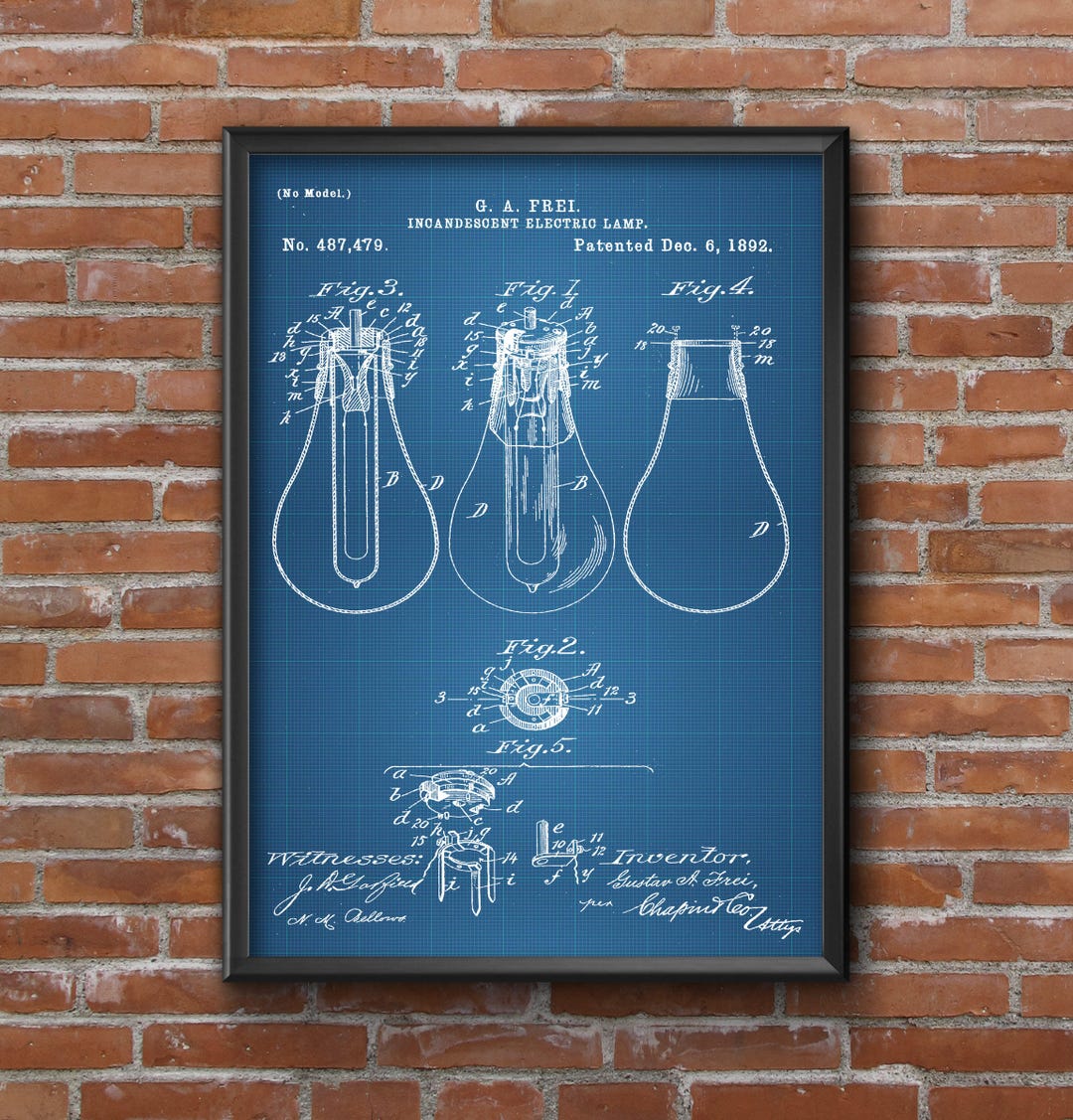 Incandescent Electric Lamp Patent Print, Patent Poster, Lamp Patent ...