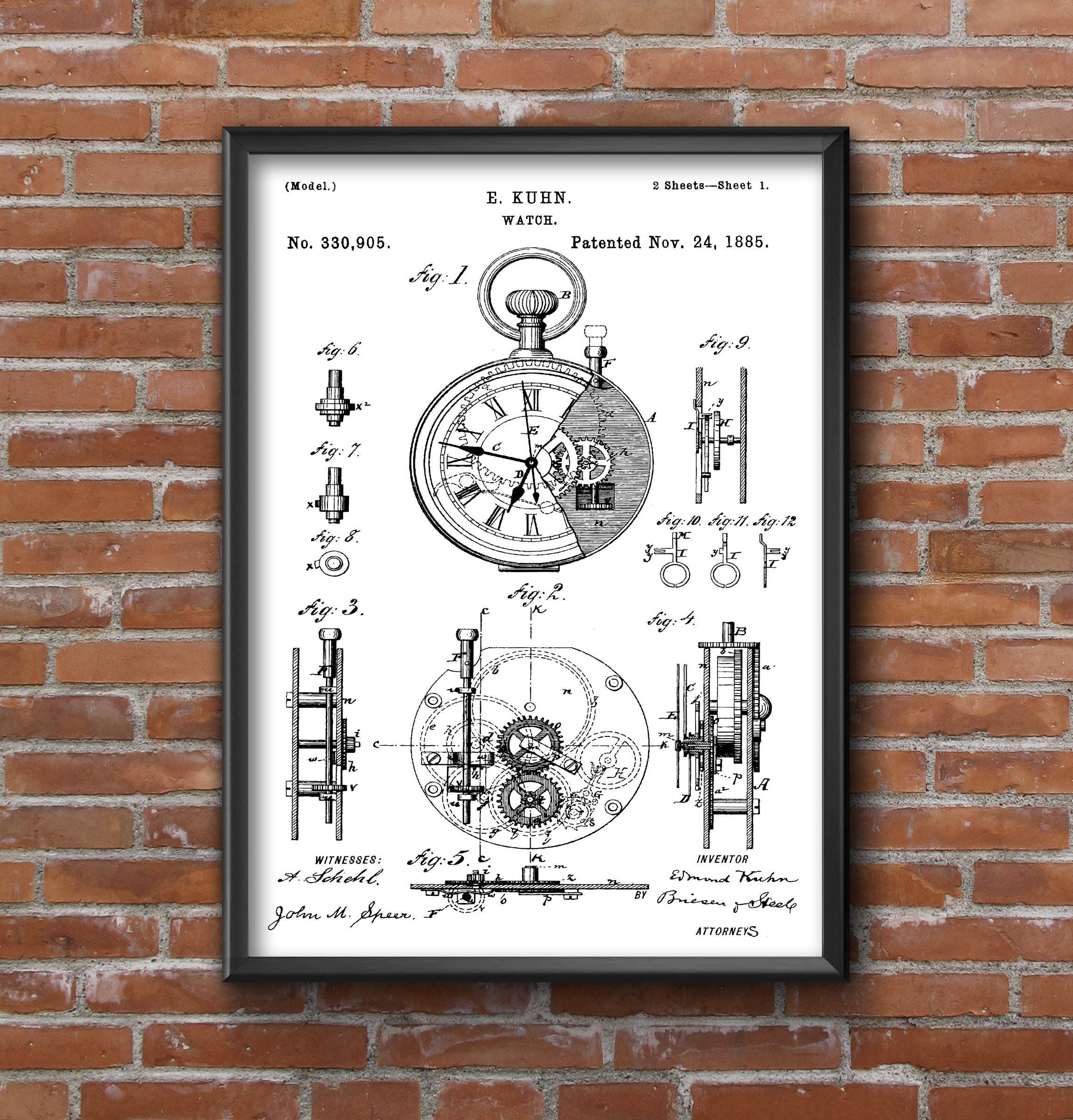 Vintage Watch Patent Print, 1885 Diagram Poster - Etsy