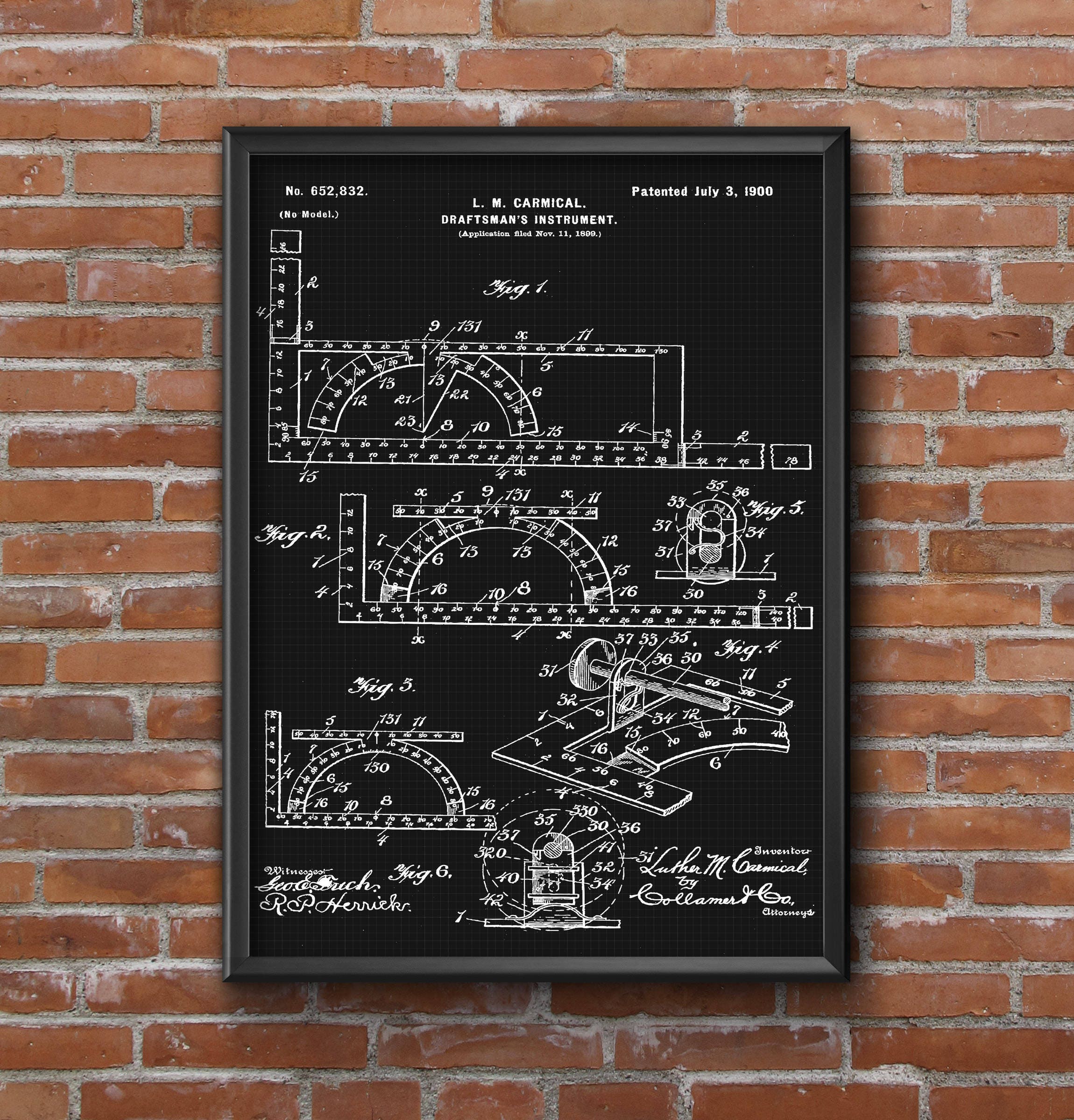 Draftsman Instrument Patent Print Patent Poster Drafter | Etsy