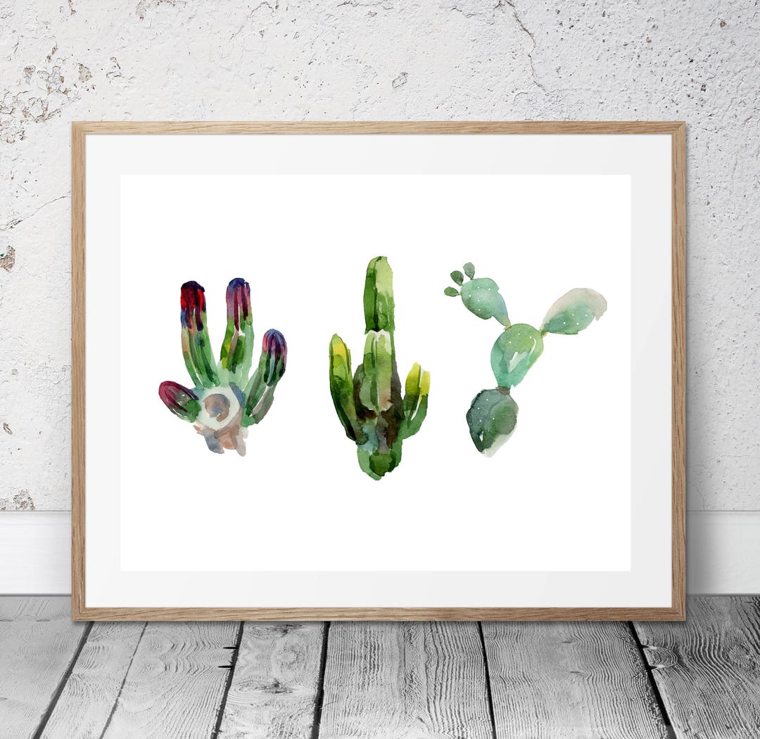 Cacti Print, Watercolor Original Cactus Poster, Botanical Illustration ...