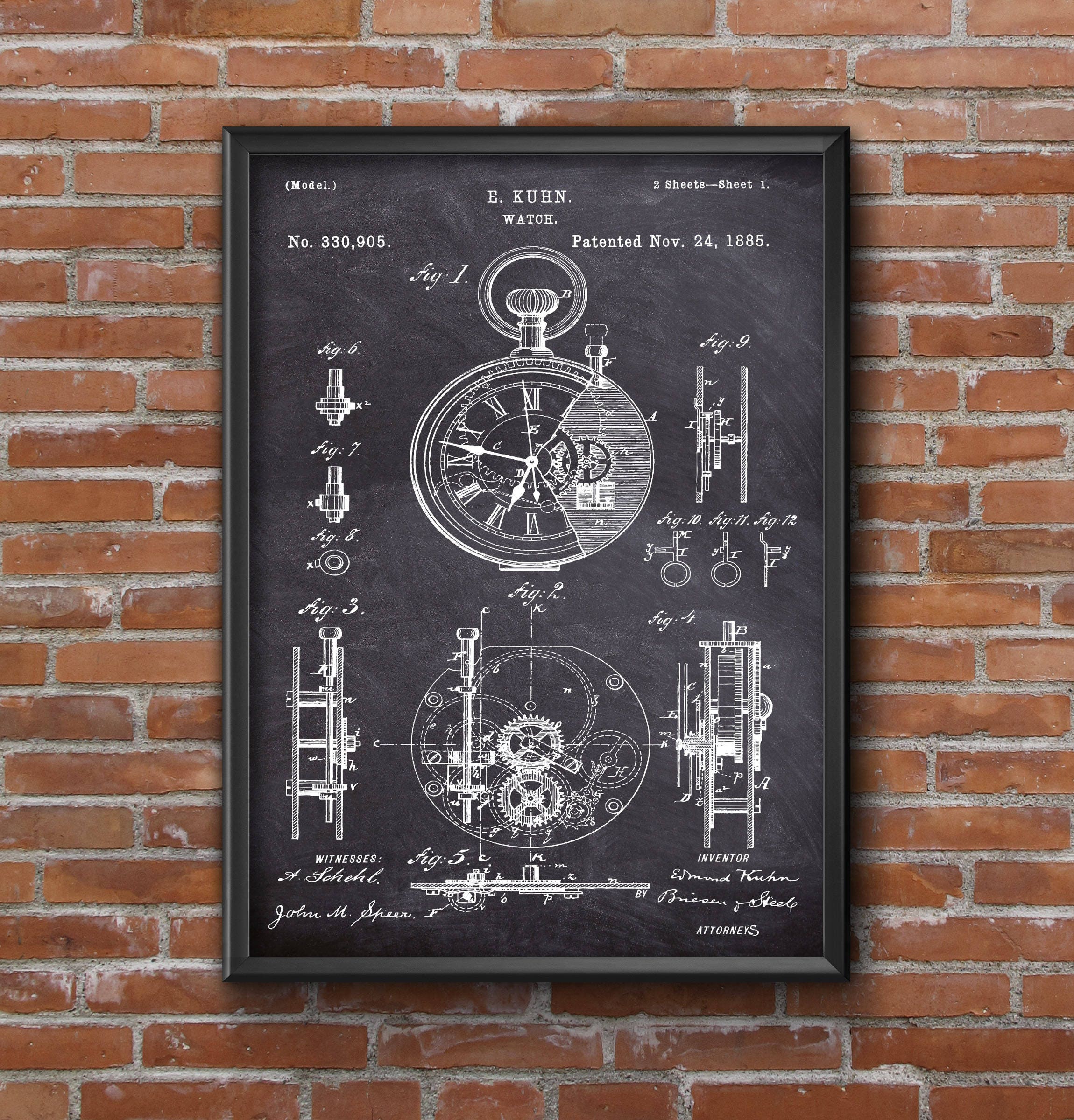Watch Patent Print Vintage Watch Poster Home & Office Wall | Etsy
