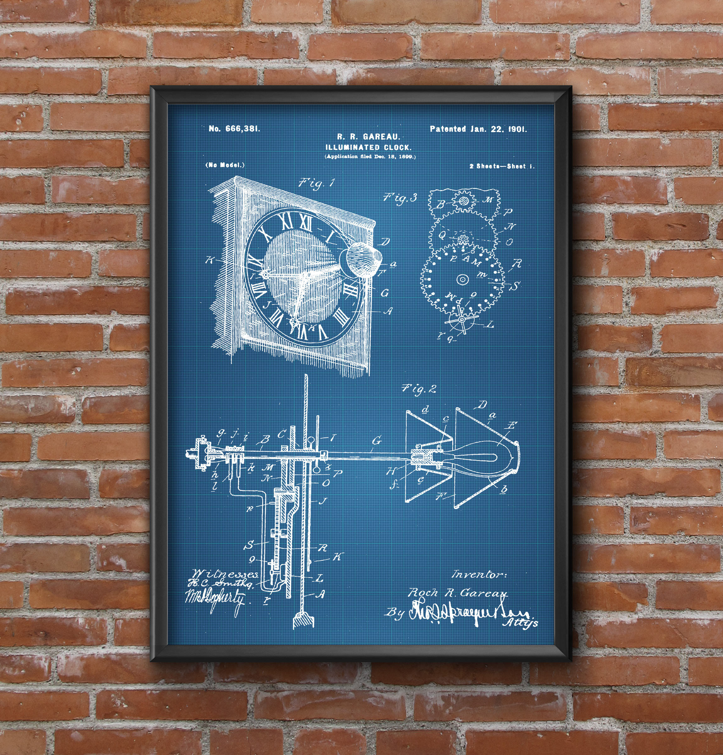 Illuminated Clock Patent Print Vintage Clock Patent Wall Art - Etsy