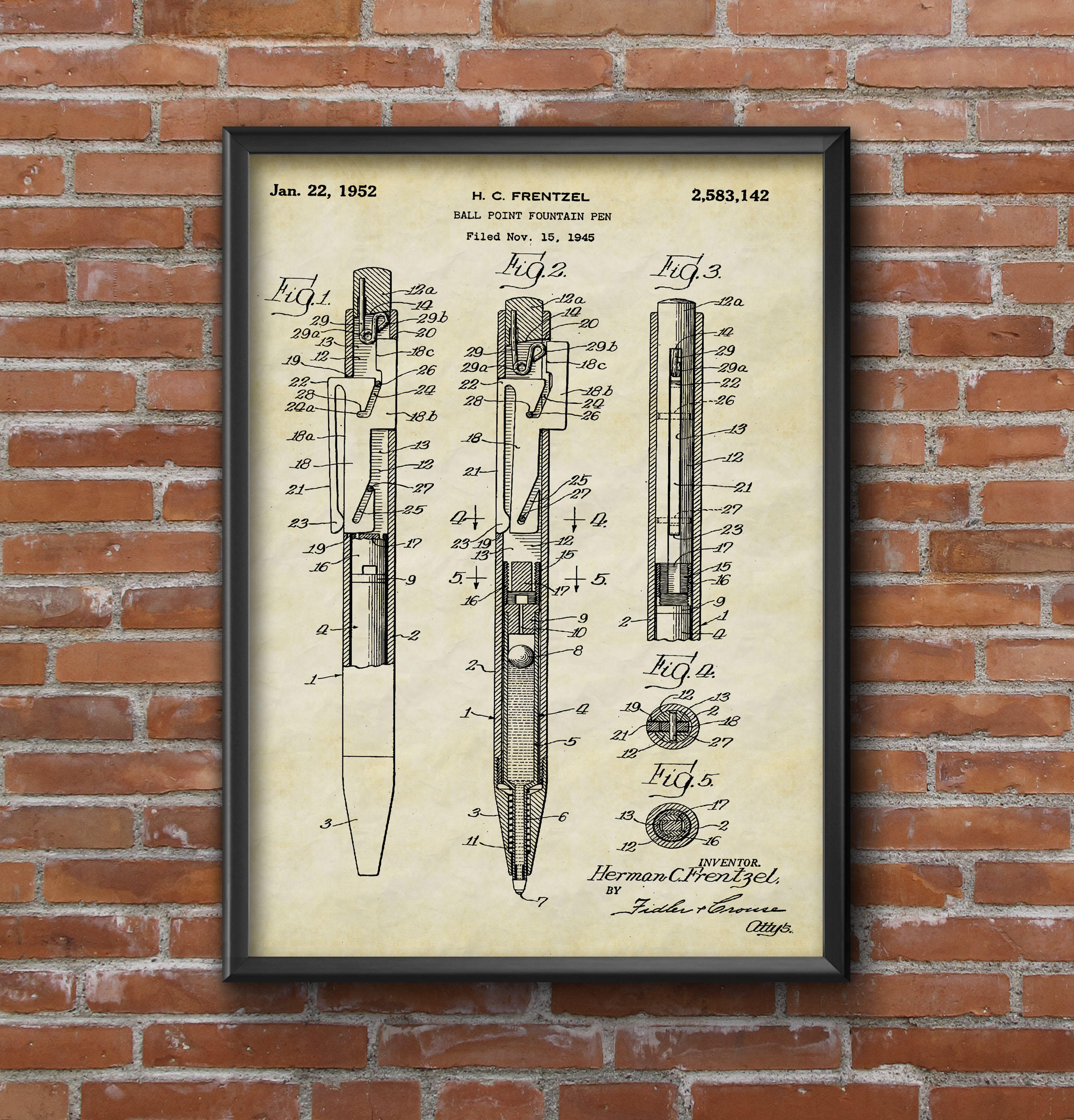 Ball Point Fountain Pen Patent Print Patent Poster Ball Pen - Etsy
