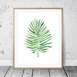 Palm Leaf Watercolor Poster, Watercolor Palm Print, Tropical Plant ...
